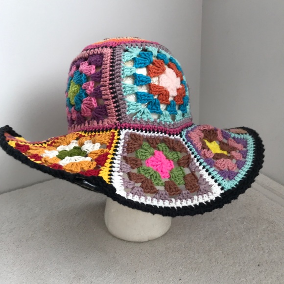 MomoDesign | Accessories | Momo Crochet Hat Floral Patchwork Floppy ...